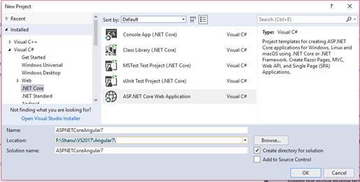Create an Angular 7 App with ASP.NET Core 2.1